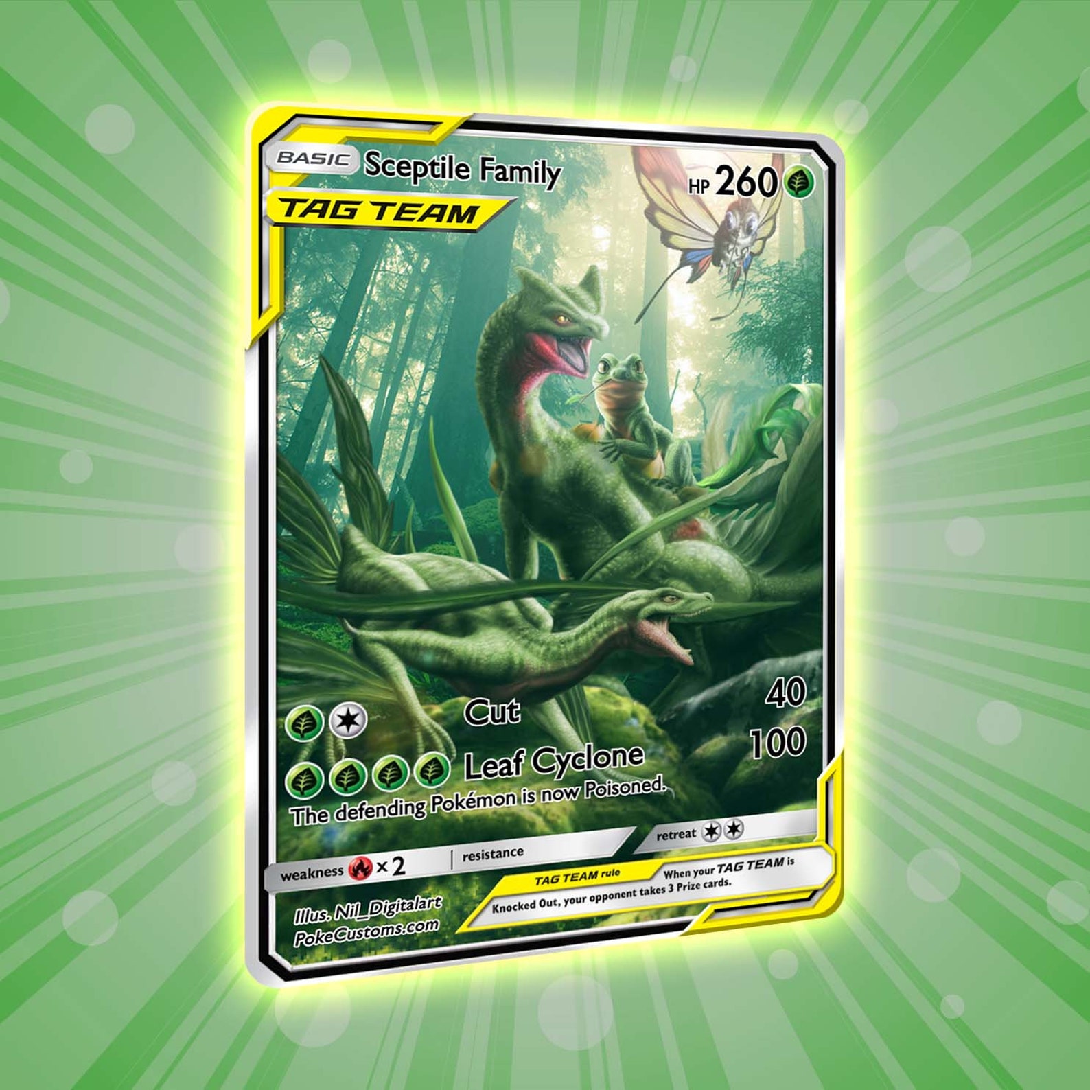 Sceptile Family Tag Team Custom Pokemon Card | Etsy