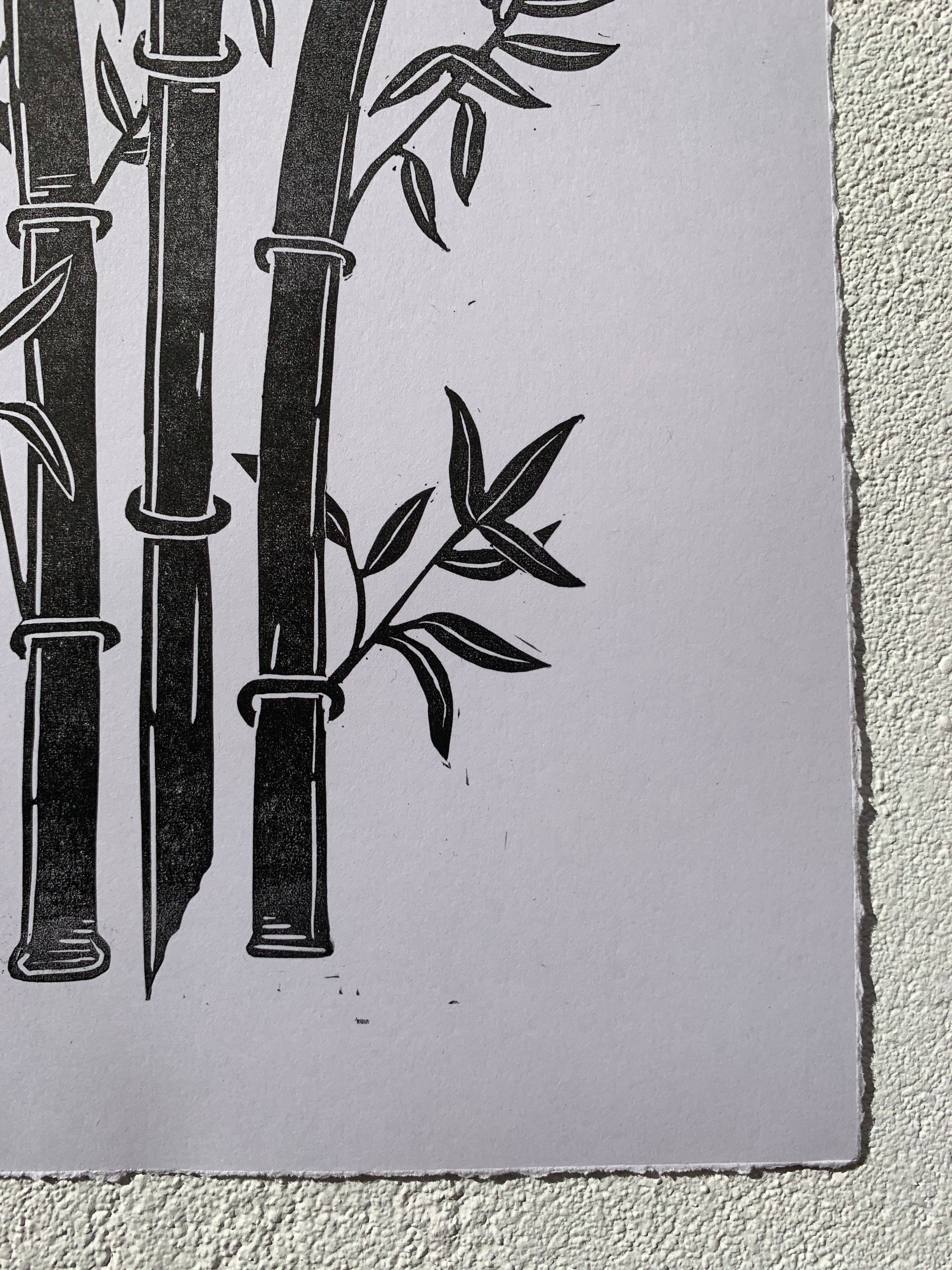 BAMBOO - Original Linocut Print, Botanical Print, Lino Print, A4 Print ...