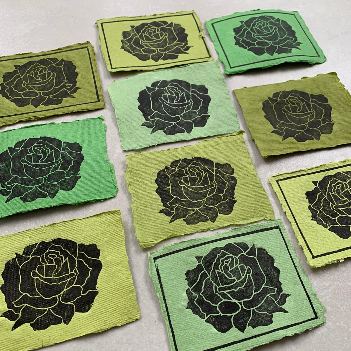 MINI ROSE A7 - Original Linocut Print, Botanical Illustration, Lino ...