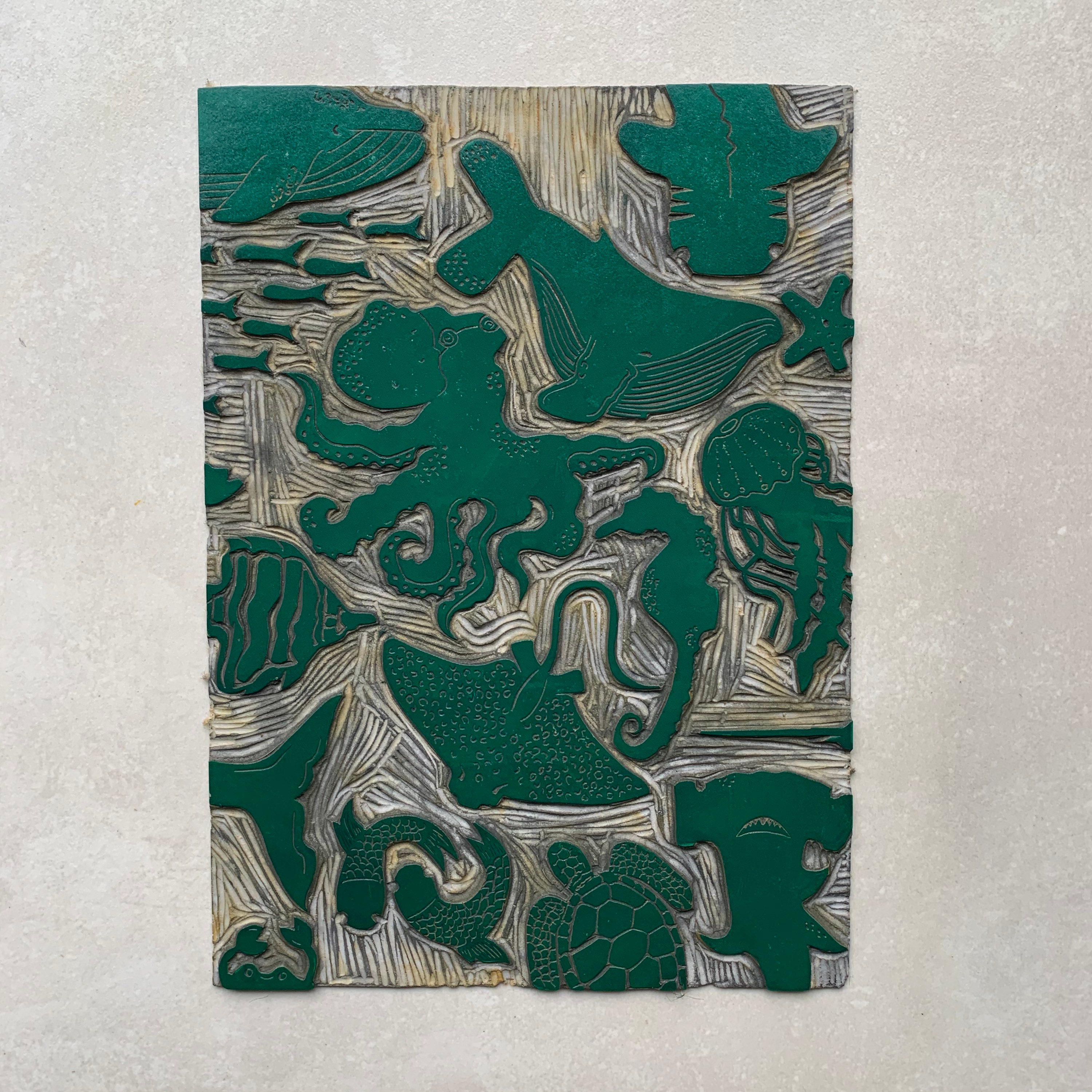 P. SHERMAN A3 Original Linocut Print Lino Print Underwater - Etsy