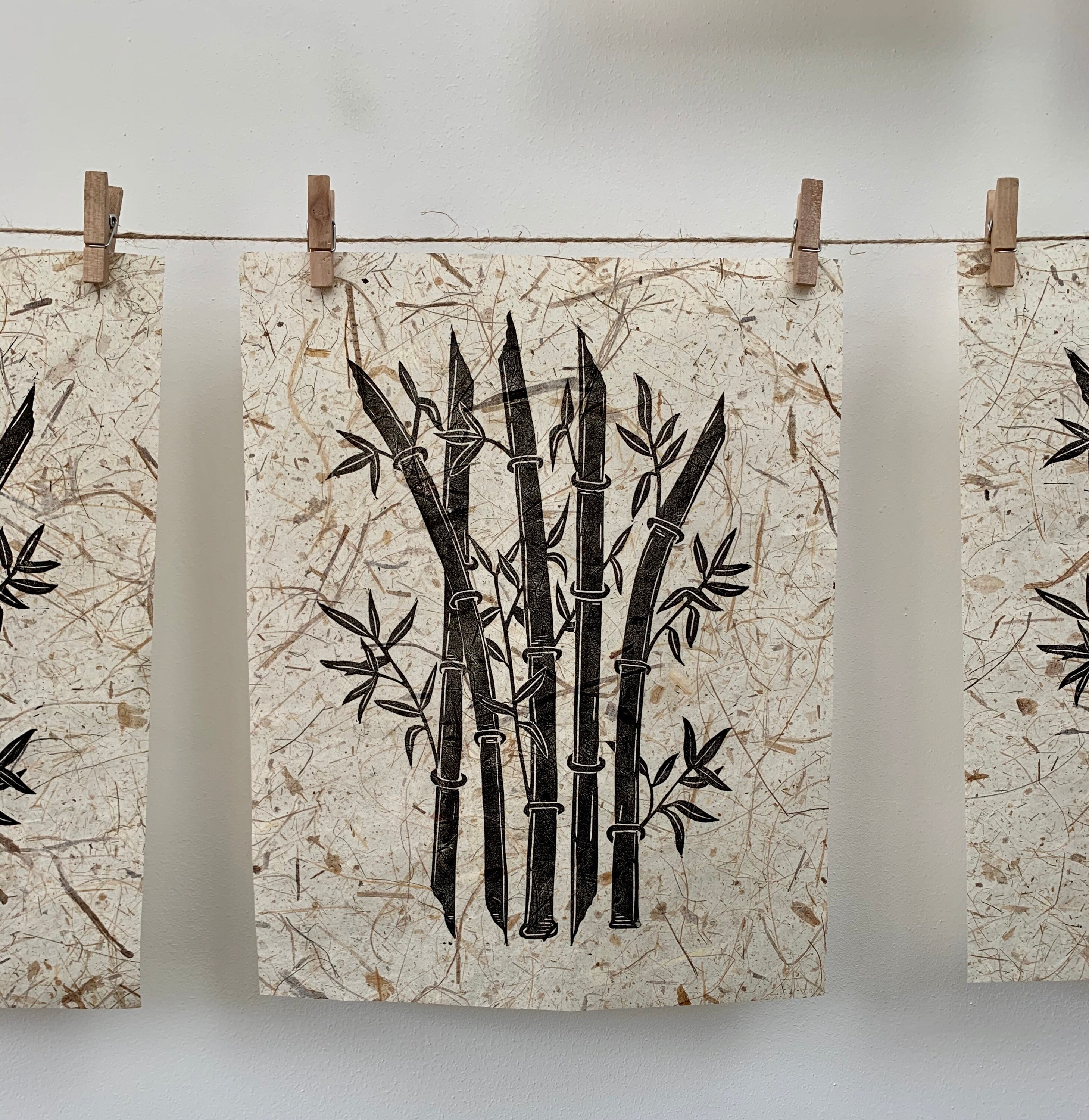 BAMBOO - Original Linocut Print, Botanical Print, Lino Print, A4 Print ...