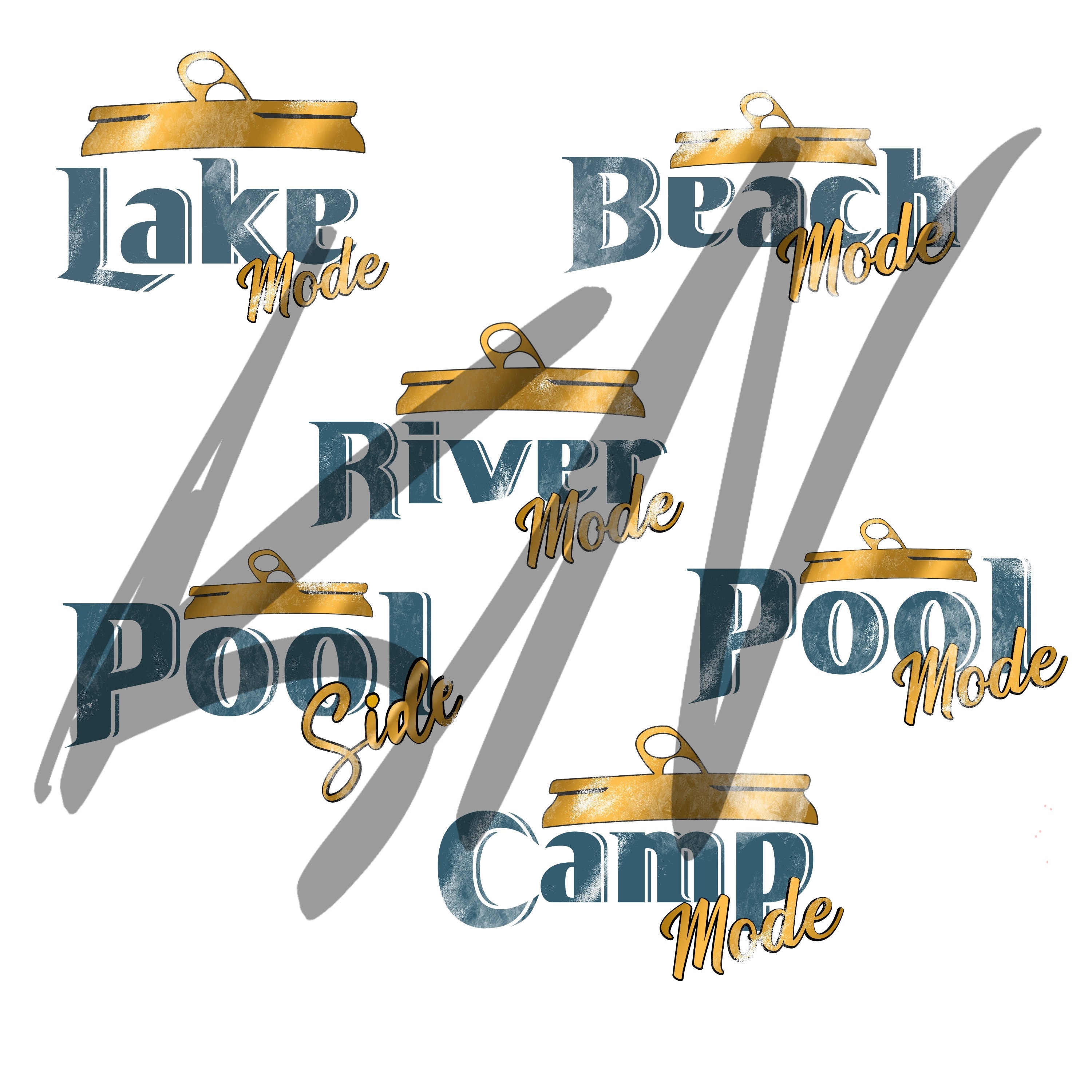 Distressed Lake Mode Beach Mode River Mode Bundle Set of 6 Beer Can ...
