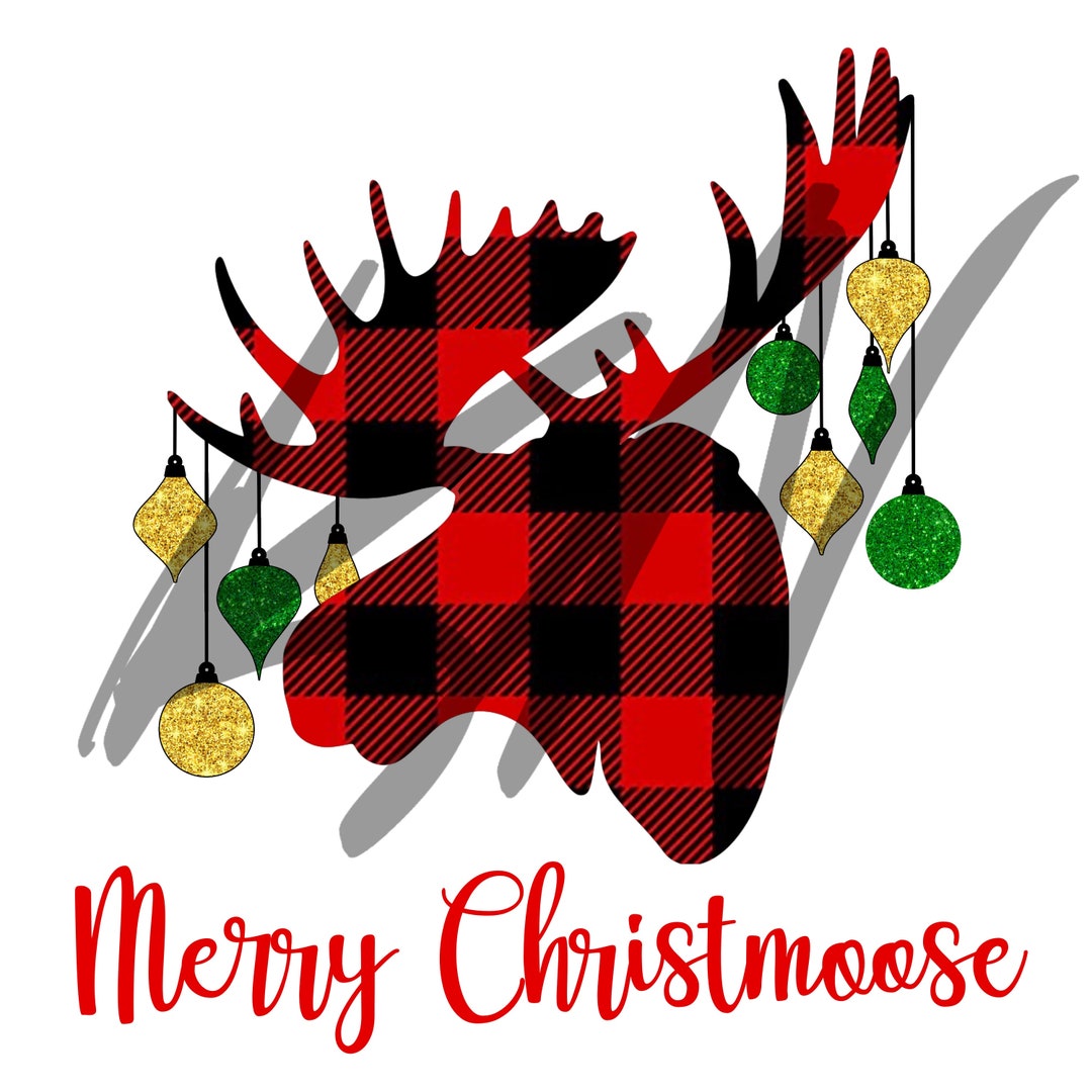 Merry Christmoose, Moose Christmas, Plaid Moose, Digital Download - Etsy