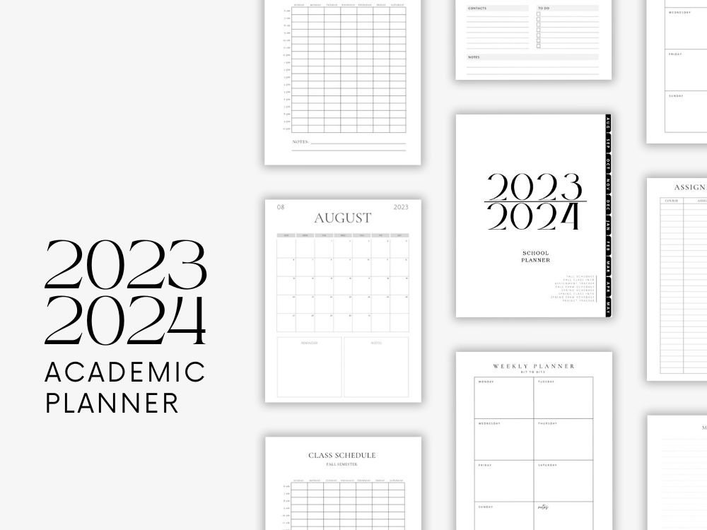School Planner: 2023-2024 School Year Digital Planner, Assignment List ...