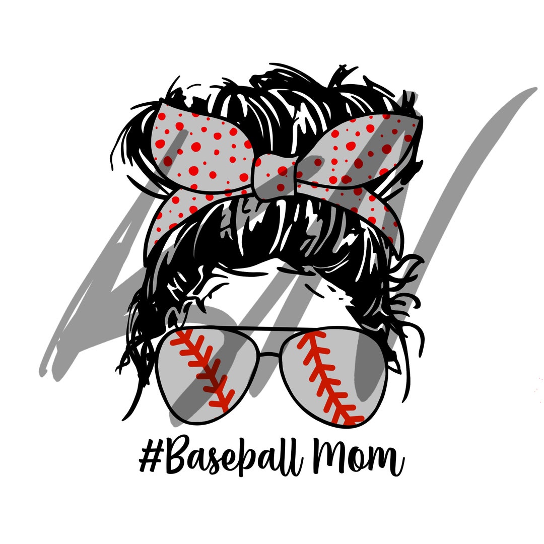 Baseball Mom Messy Bun Digital Download PNG - Etsy