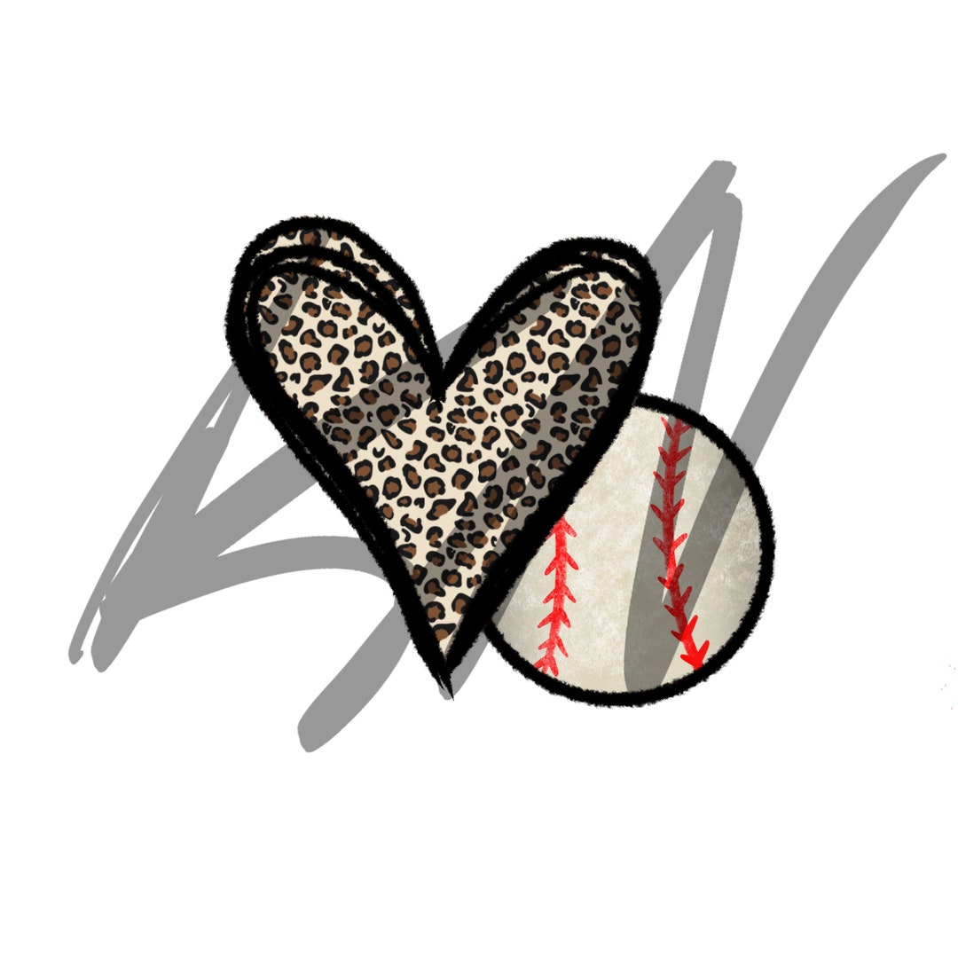 Heart and Baseball Cheetah Print Digital Download PNG - Etsy