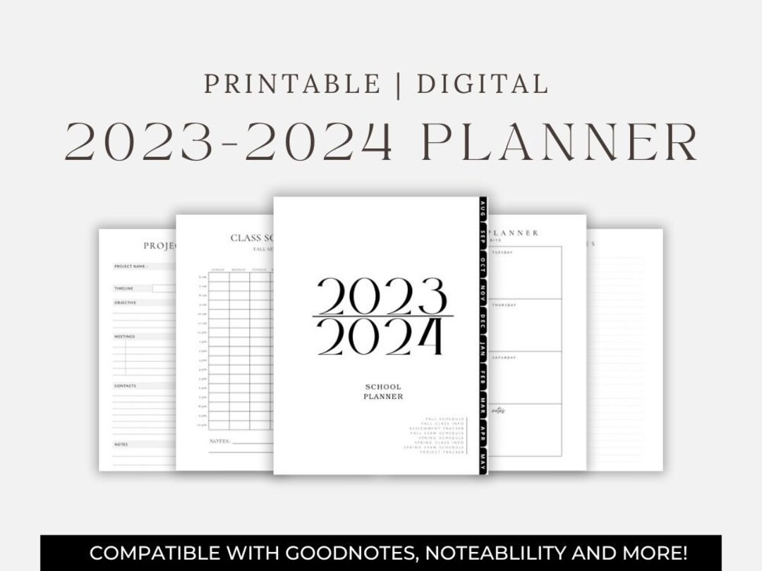 School Planner: 2023-2024 School Year Digital Planner, Assignment List ...