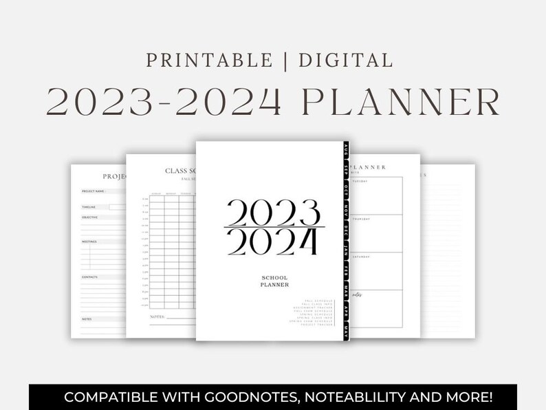 School Planner: 2023-2024 School Year Digital Planner, Assignment List ...