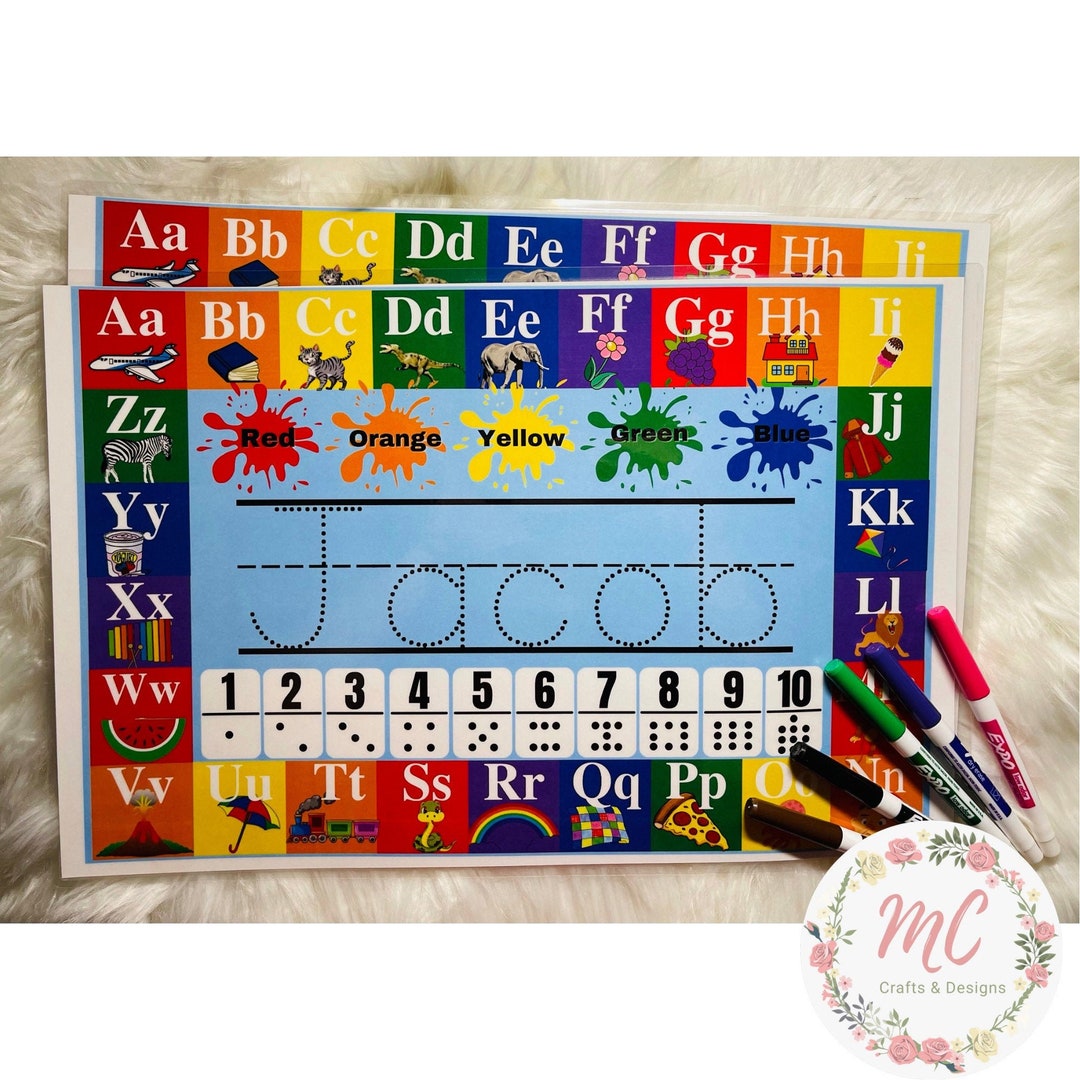 Personalized Learning Placemat - Customized - Traceable Name - Learning ...