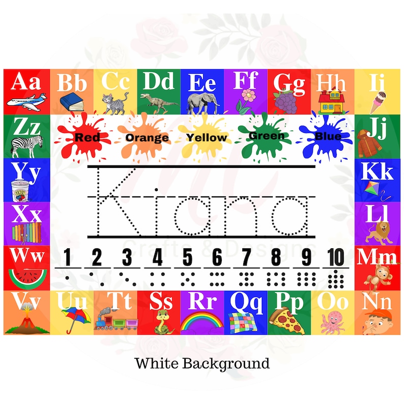 Personalized Learning Placemat - Customized - Traceable Name - Learning ...