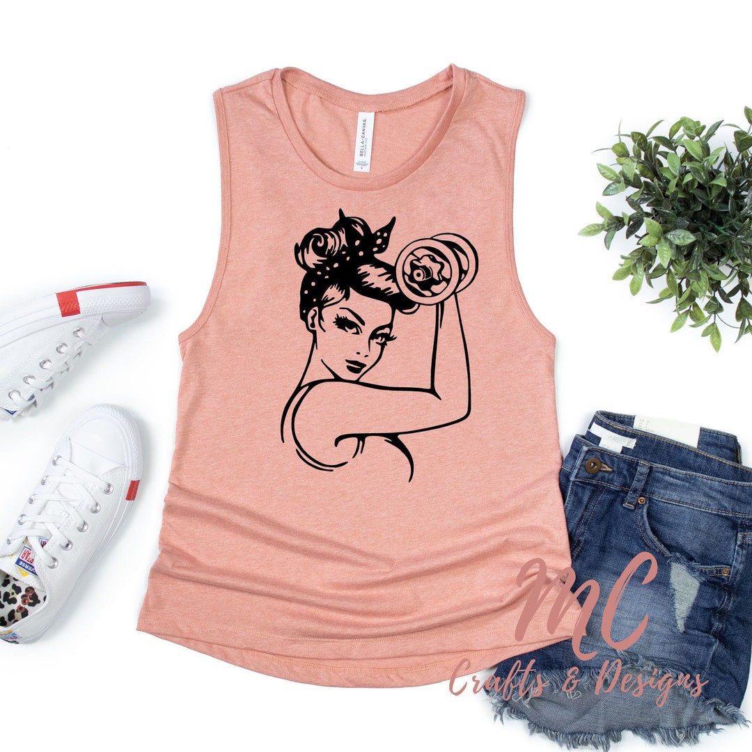 Strong Woman Muscle Tank Top Shirt, Girl Power Women Tank Top, She is ...