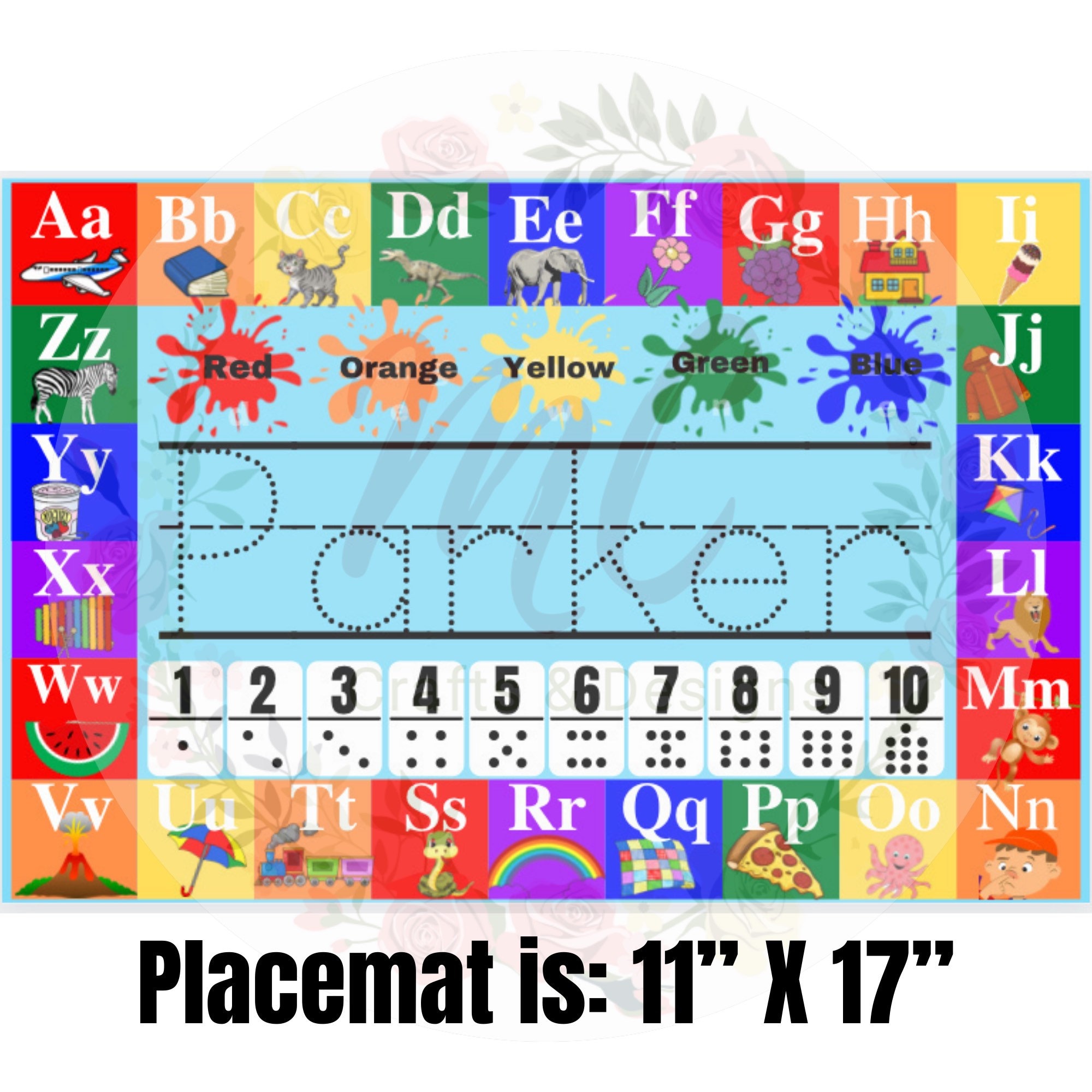 Personalized Learning Placemat - Customized - Traceable Name - Learning ...