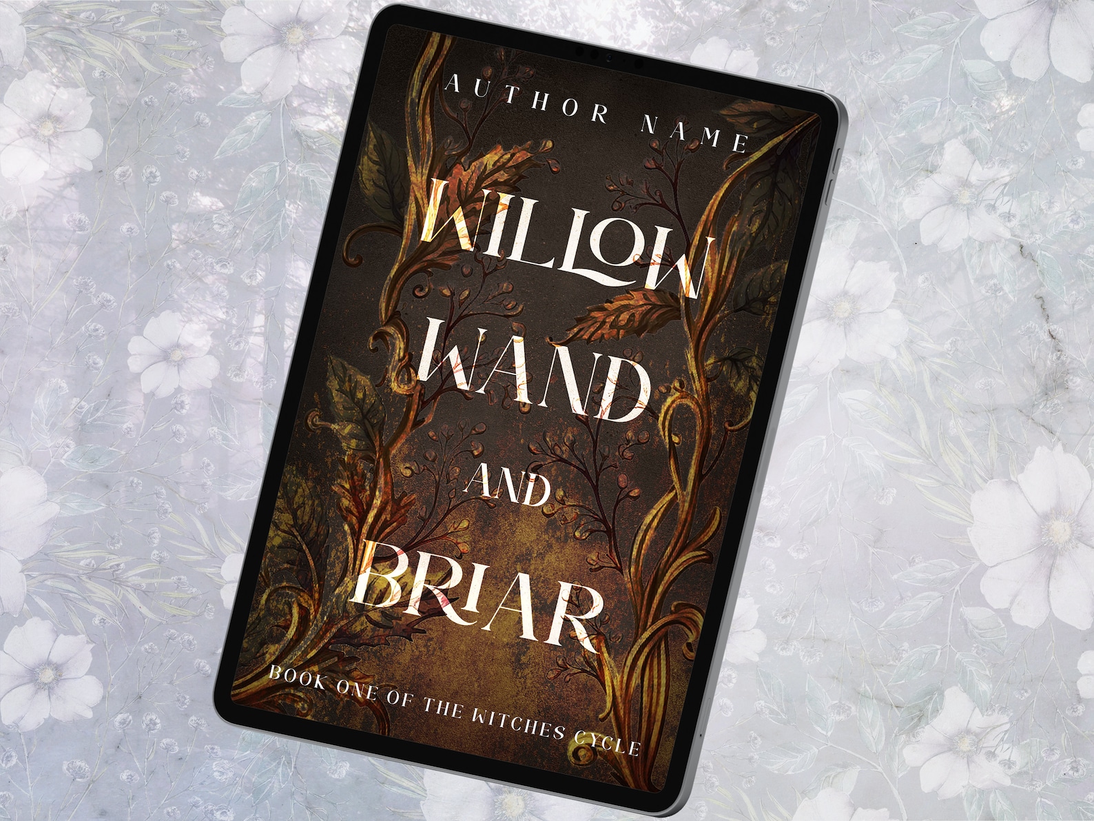 Witchy Premade Fantasy Book Cover Design Distressed Autumn Flowers and ...