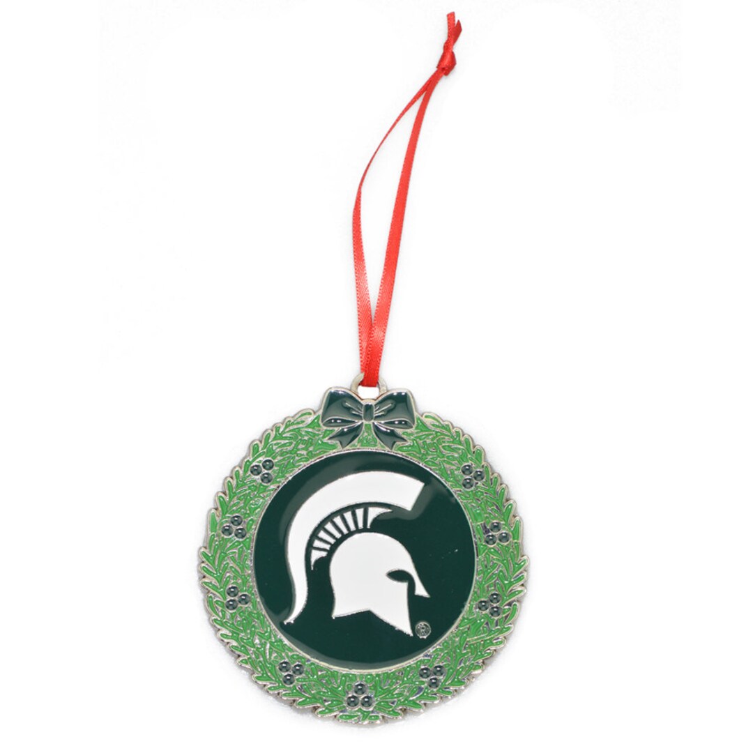 Michigan State Spartans (MSU) Wreath Metal Christmas Ornament - Etsy