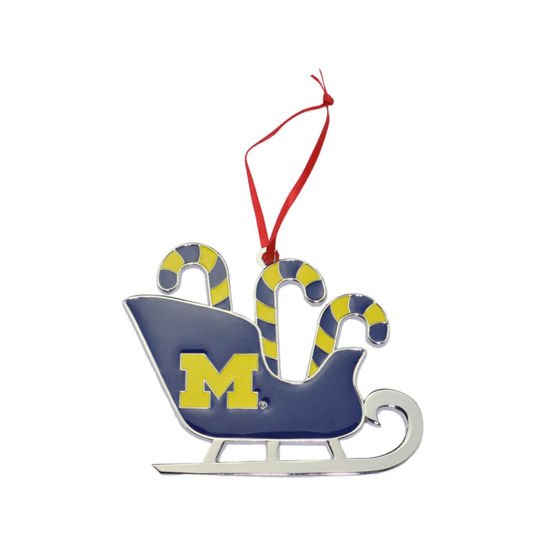 Michigan Wolverines Candy Cane Sleigh Christmas Ornament - Etsy