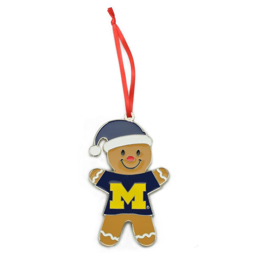 Michigan Wolverines Gingerbread Man Metal Christmas Ornament - Etsy
