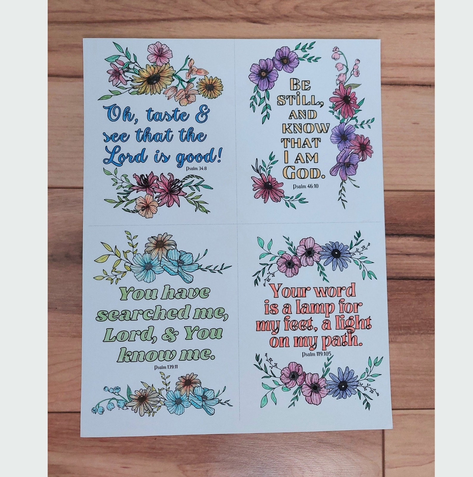 Printable Psalms Set 2 Scripture Coloring Cards, Bible Verse Cards ...