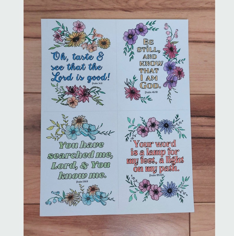 Printable Psalms Set 2 Scripture Coloring Cards, Bible Verse Cards ...