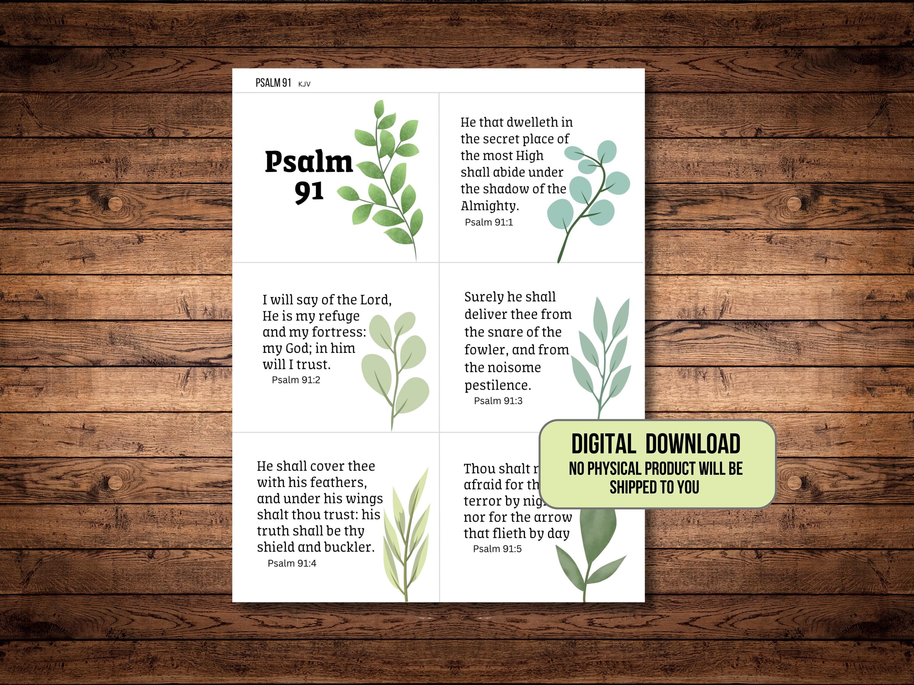 Printable Psalm 91 KJV Scripture Cards, Psalm 91 Bible Cards & Full ...