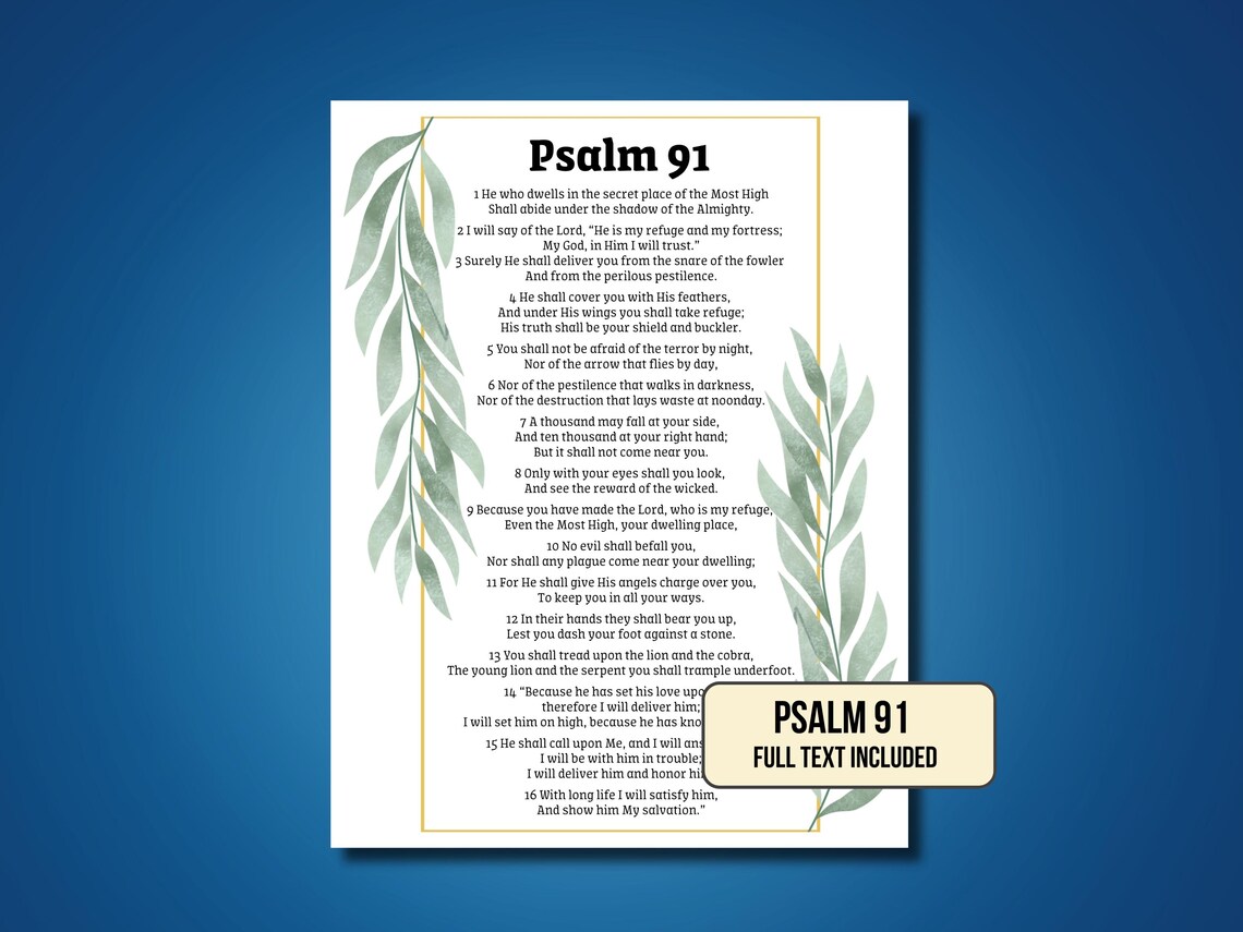 Psalm 91 Scripture Cards, Printable Psalm 91 Bible Cards & Full Text ...