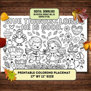 Printable Placemat, Thanksgiving Dinner Placemat, Bible Verse Coloring ...