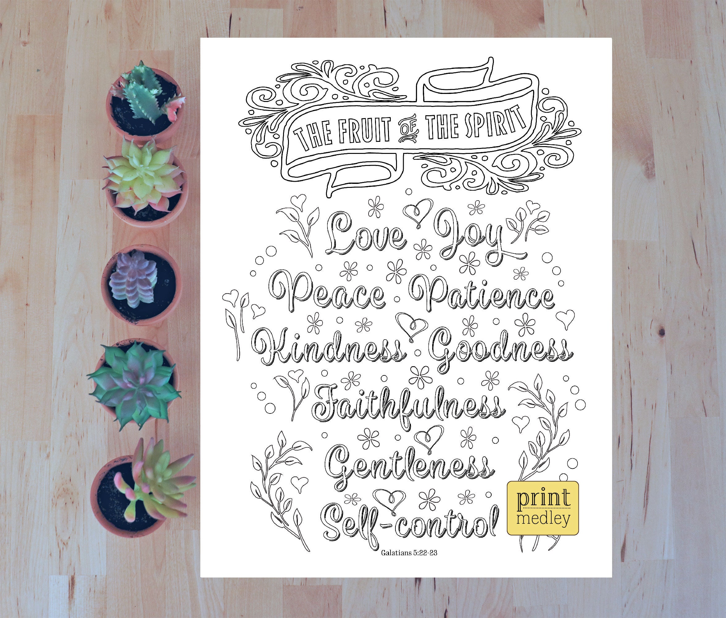 Bible Verse Coloring Page, "the Fruit of the Spirit", Instant Digital ...