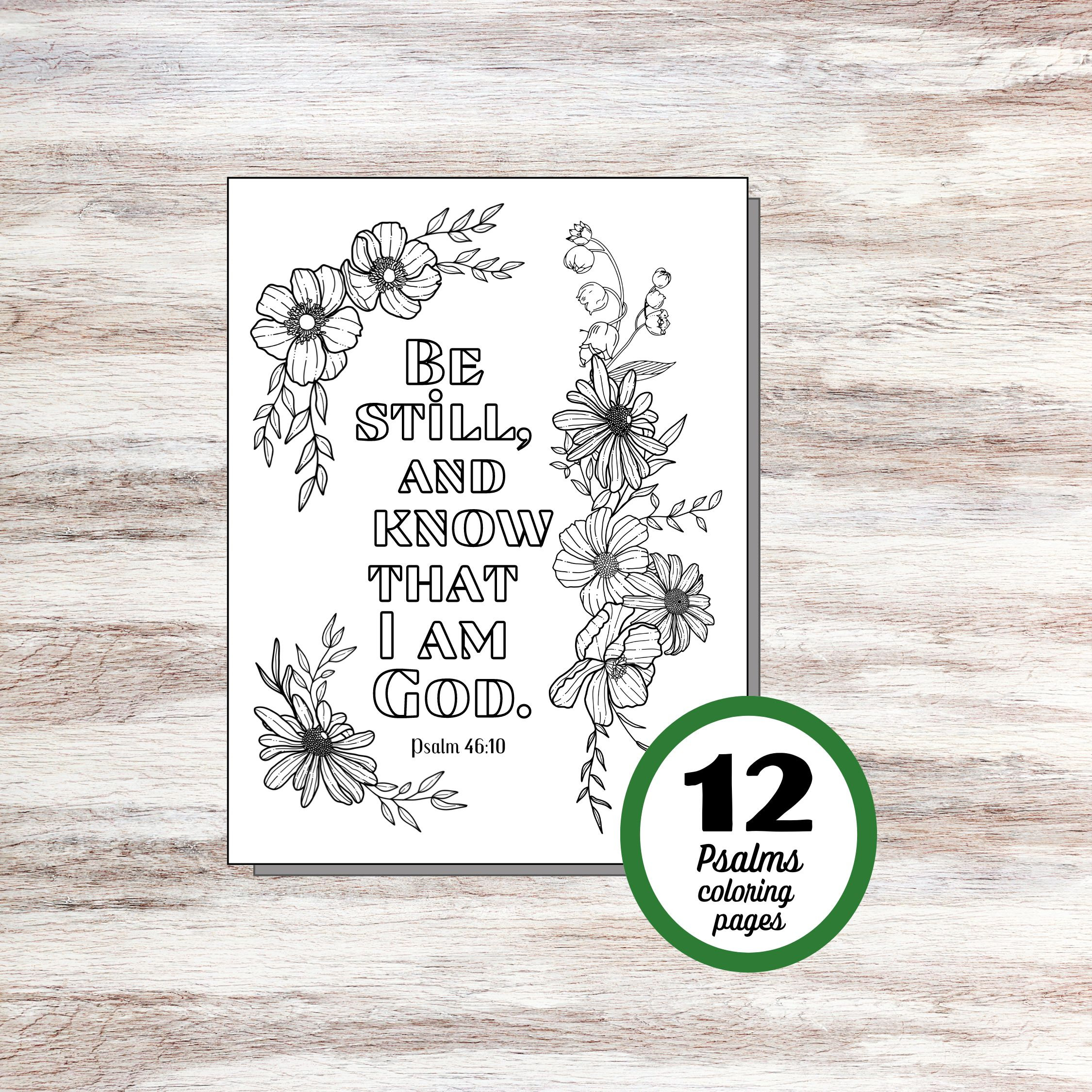 12 Psalms Coloring Pages Printable Set2, Inspiring Bible Verses ...