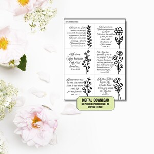 Printable Floral Scripture Cards: Bible Verse Coloring (PDF) - Etsy