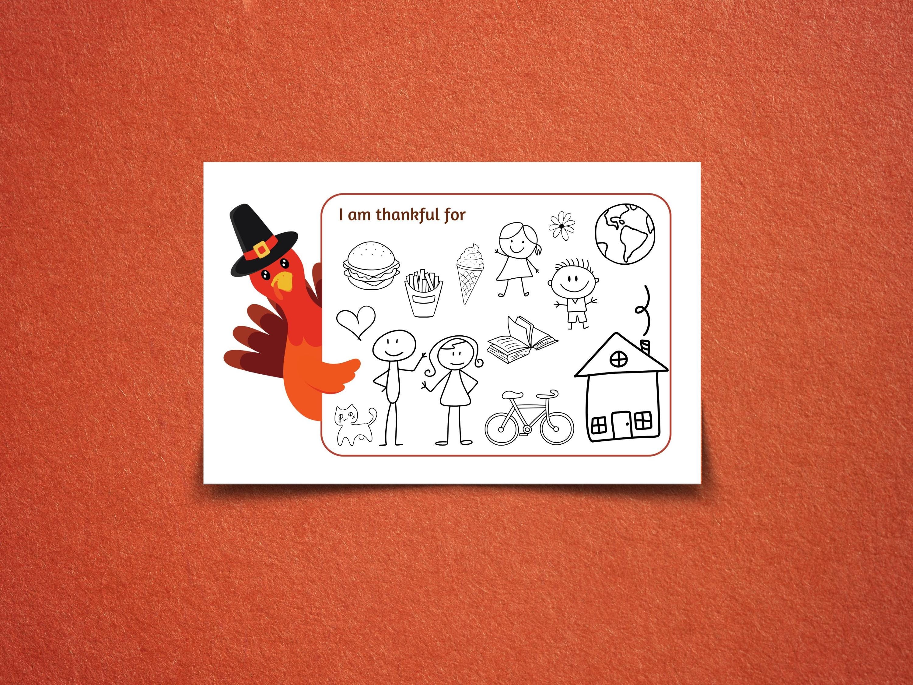 I Am Thankful for Printable Cards, Thanksgiving Activity, Turkey ...