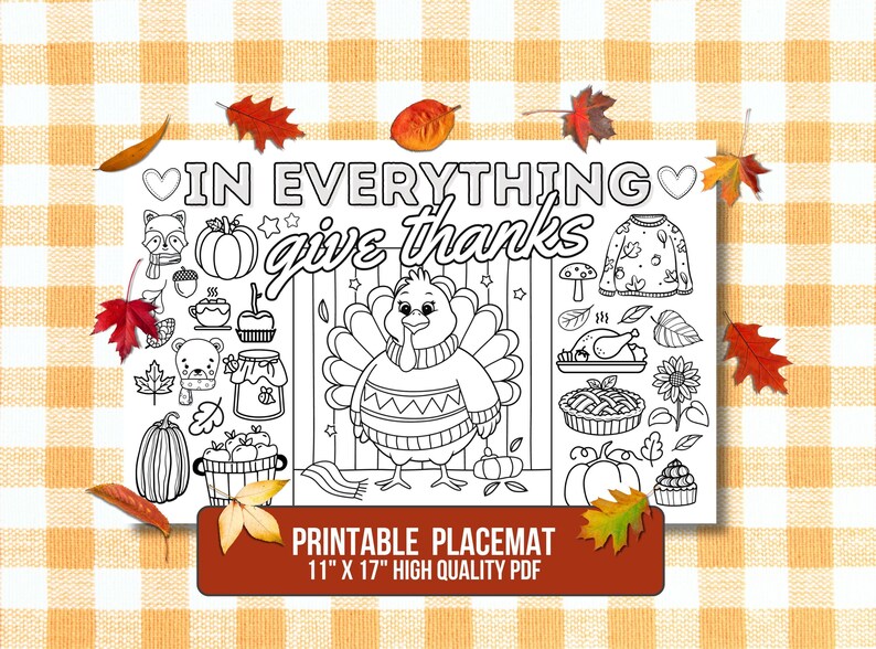 Printable Placemat, Thanksgiving Dinner Placemat, Bible Verse Coloring ...