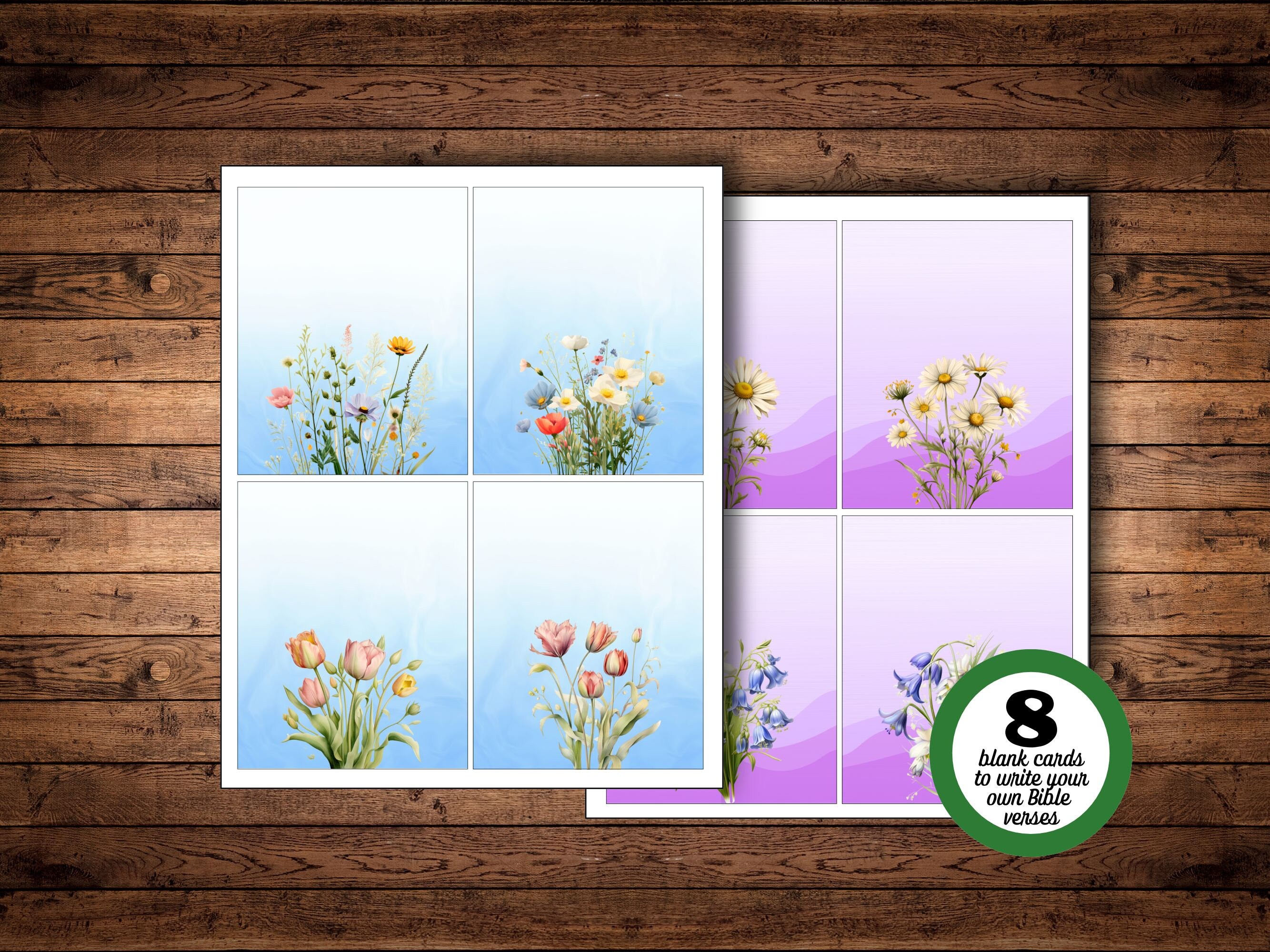 Floral Scripture Cards, 8 Printable Bible Verse Cards, Bible Memory ...