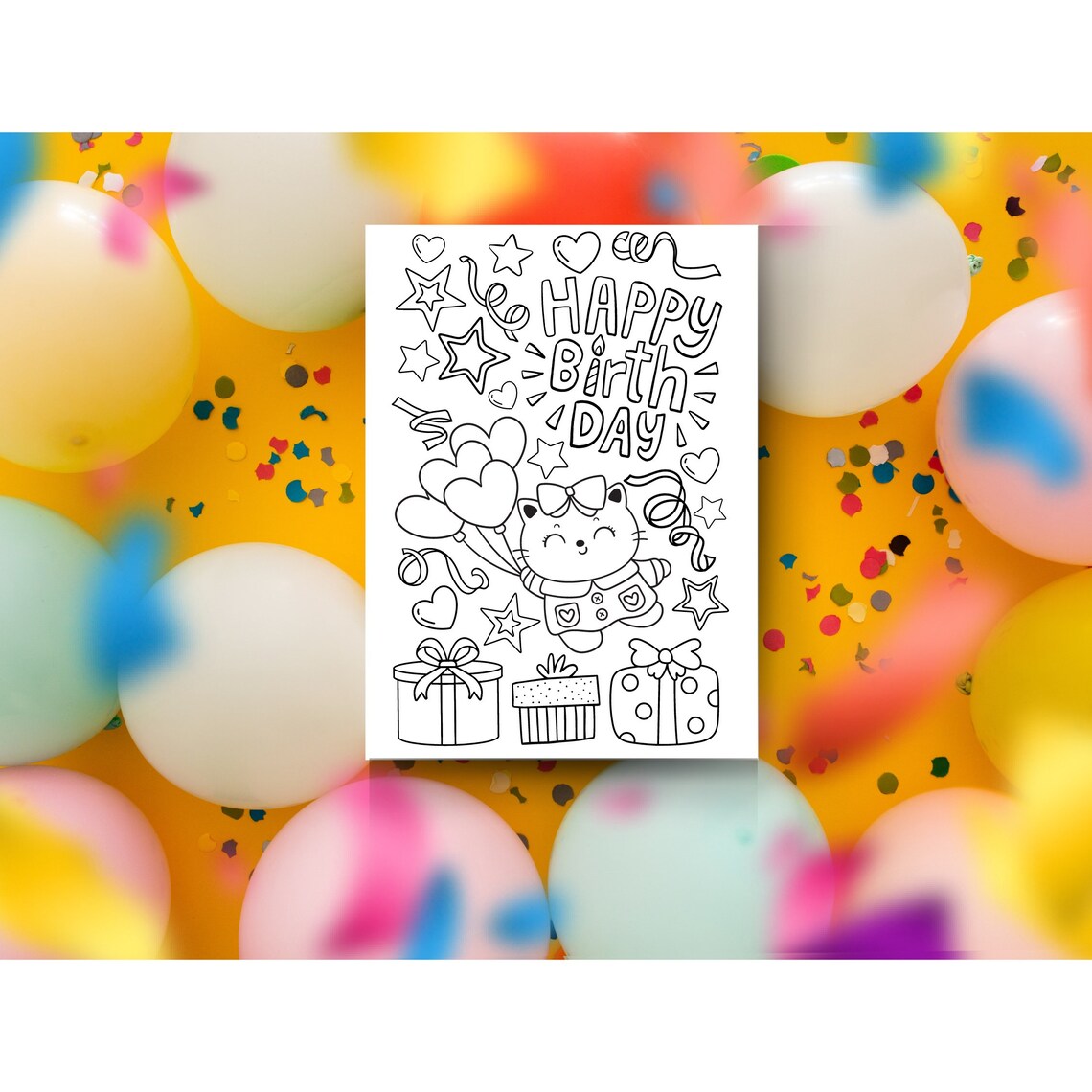 Printable Birthday Coloring Card, Happy Birthday Coloring Card, Kids ...