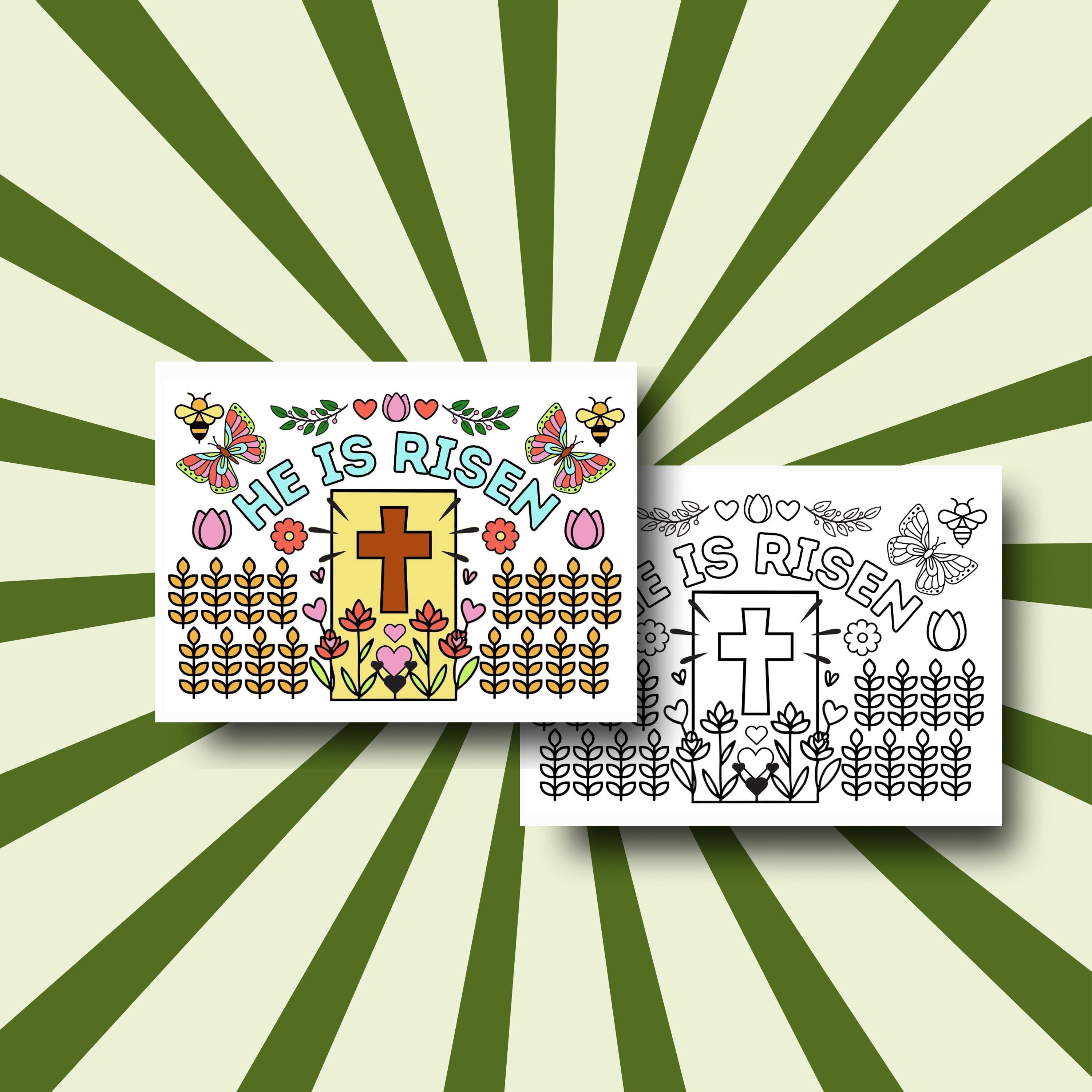 6 Printable Easter Coloring Cards, Christian Religious Greeting Card ...
