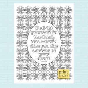 Bible Verse Coloring Page,delight Yourself in the Lord, Instant Digital ...