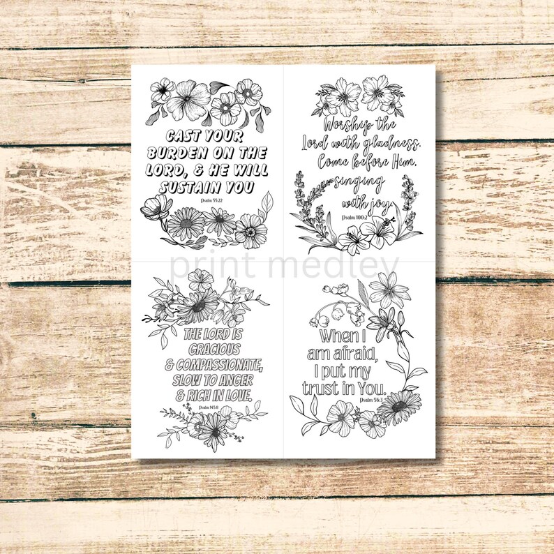 Printable Psalms Set 2 Scripture Coloring Cards, Bible Verse Cards ...