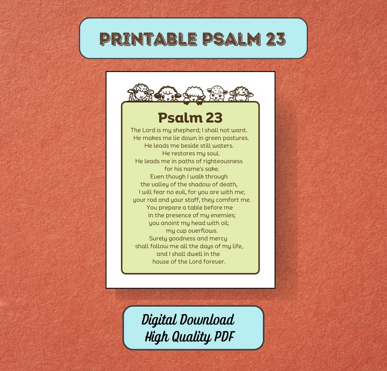 Printable Psalm 23 Scripture Full Text, the Lord is My Shepherd, Bible ...