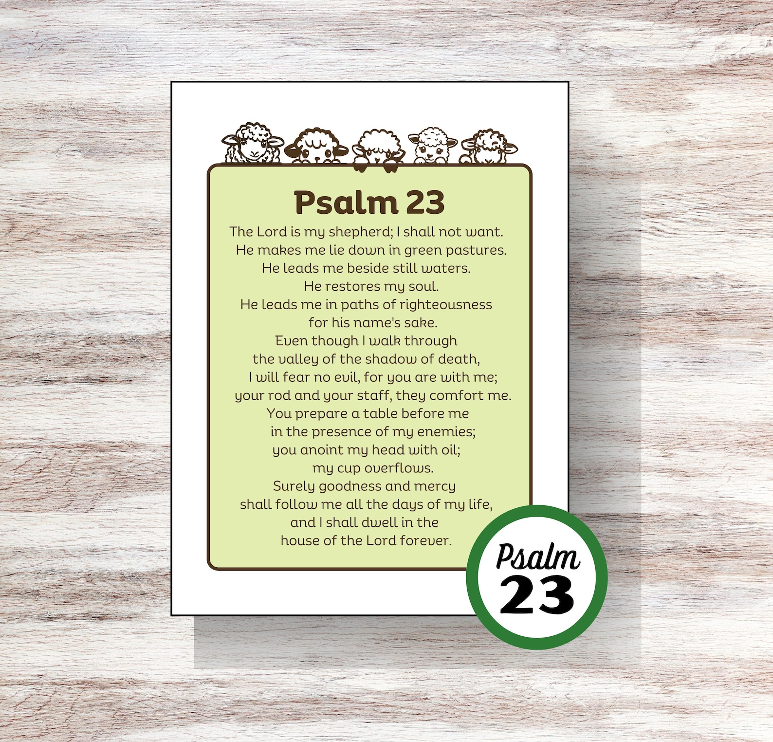 Printable Psalm 23 Scripture Full Text, the Lord is My Shepherd, Bible ...