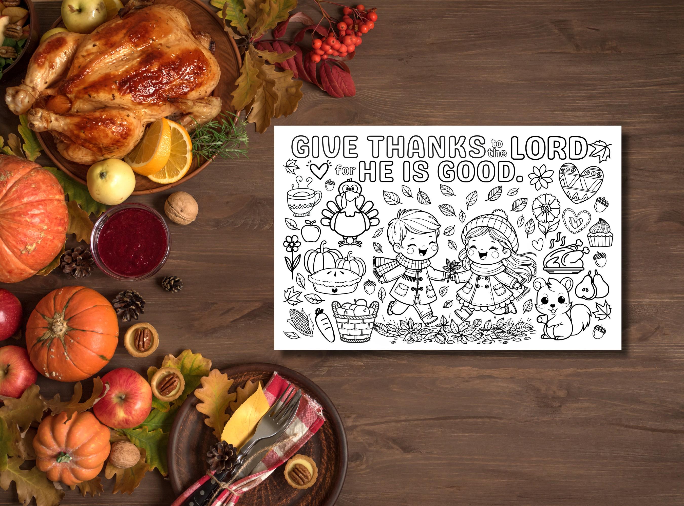 Printable Placemat, Thanksgiving Dinner Placemat, Bible Verse Coloring ...