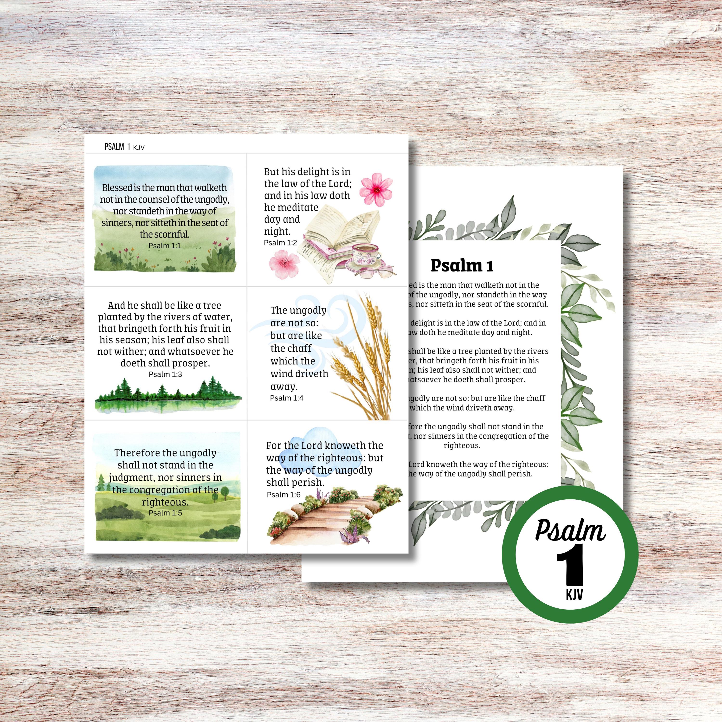 Printable Psalm 1 KJV Scripture Cards & Full Text, Psalm 1 Bible Verse ...