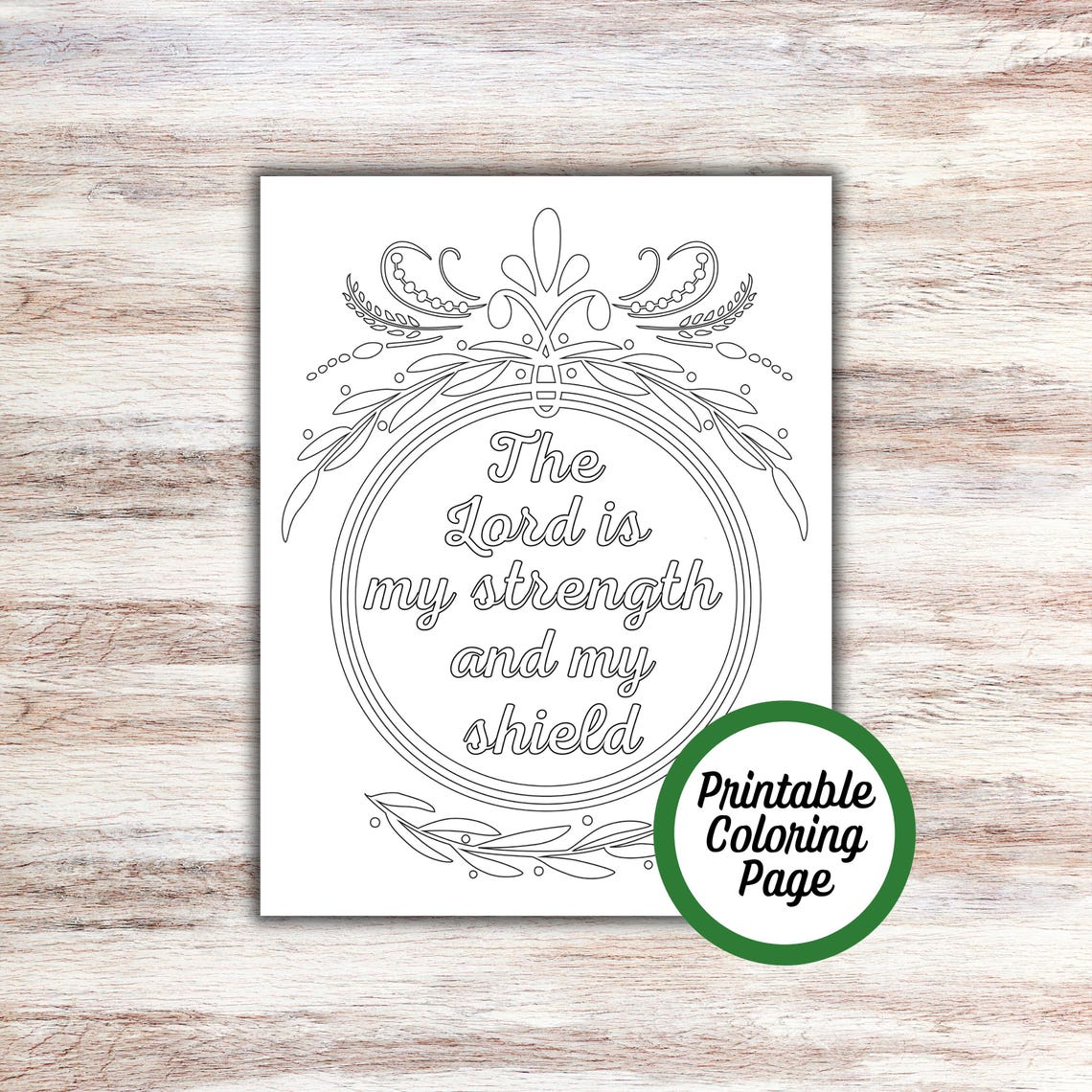 Printable Bible Verse Coloring Page, the Lord is My Strength & My ...