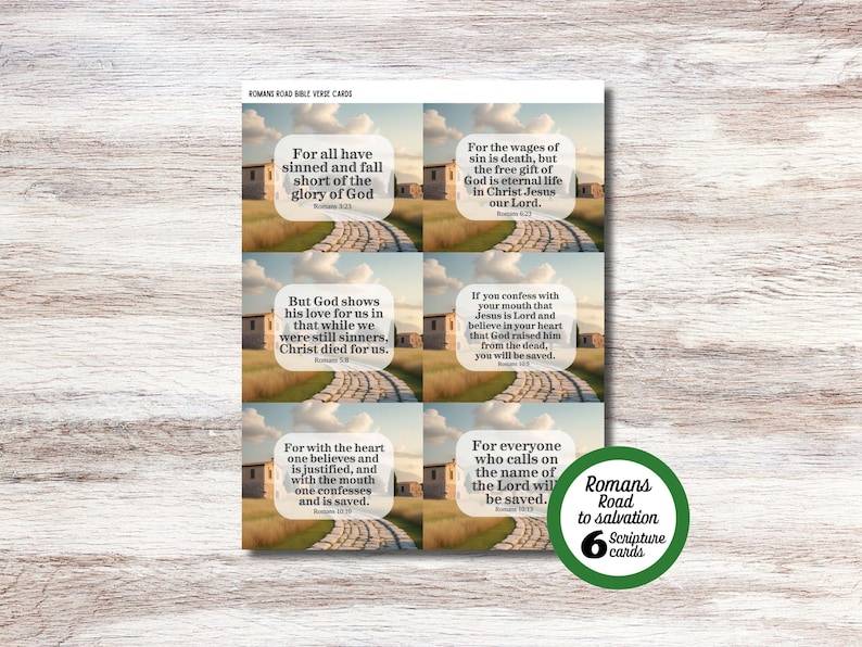 Romans Road to Salvation Scripture Cards: ESV Bible Verses (PDF) - Etsy