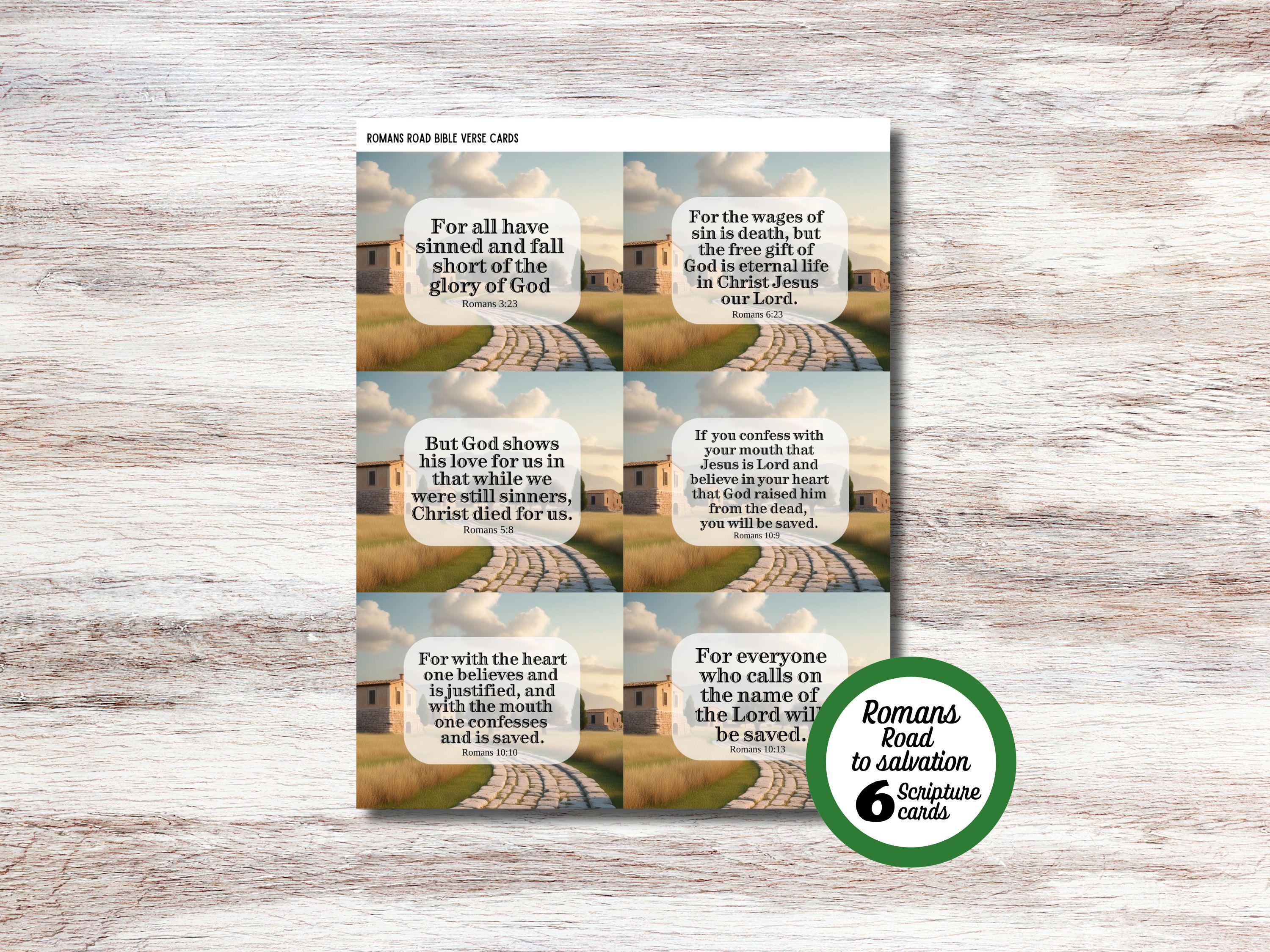 Romans Road to Salvation Scripture Cards: ESV Bible Verses (PDF) - Etsy