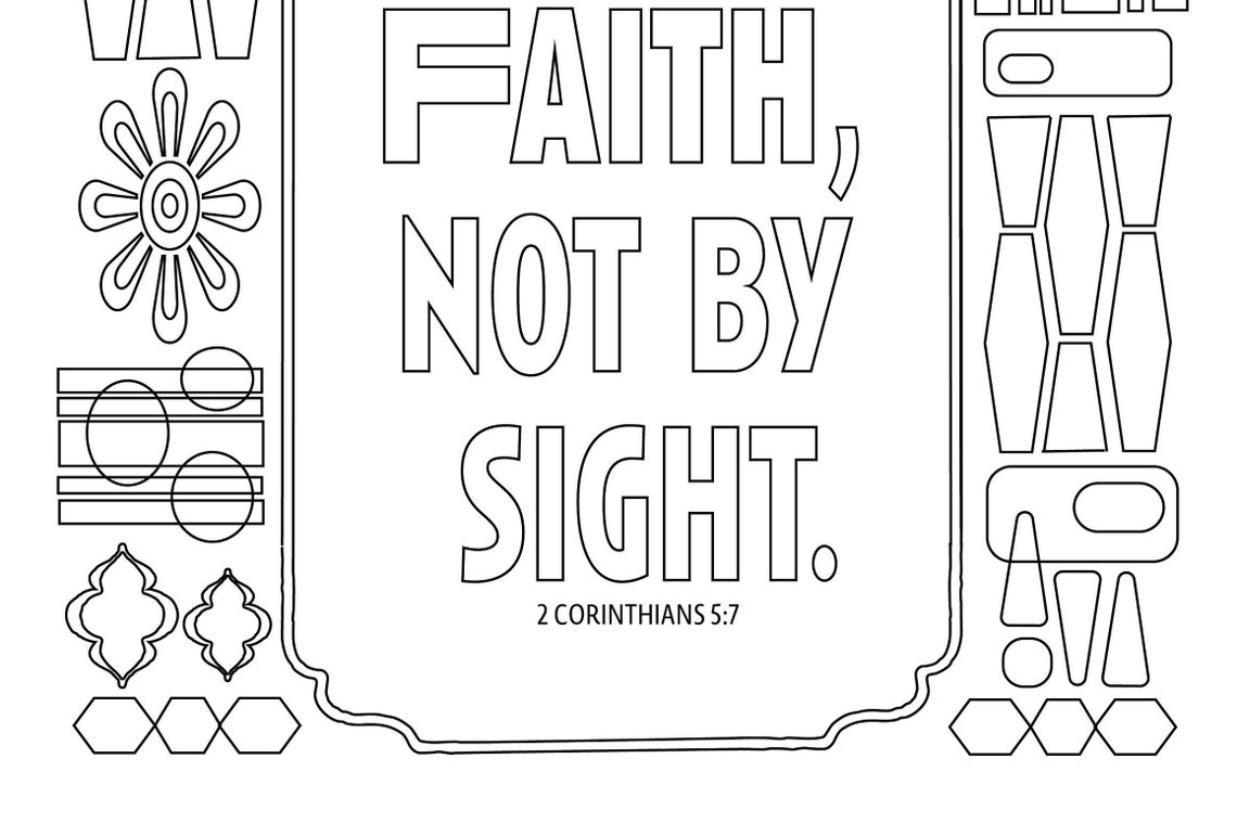 Bible Verse Coloring Page for We Walk by Faith - Etsy