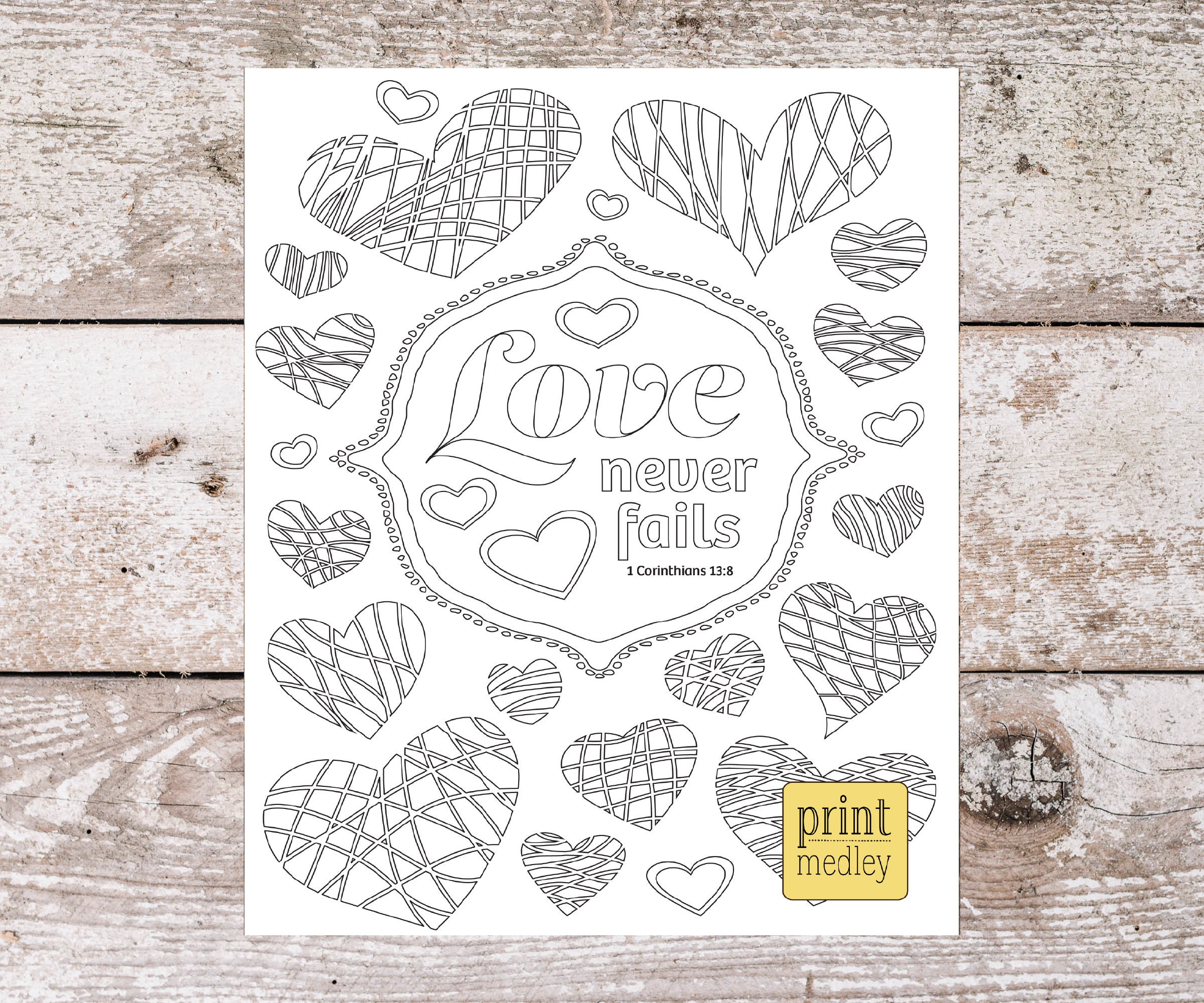 Bible Verse Coloring Page, love Never Fails , Instant Digital PDF ...