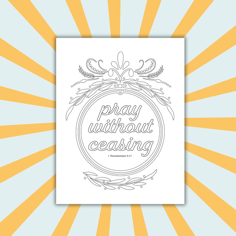 Printable Bible Verse Coloring Page, Pray Without Ceasing, Christian ...