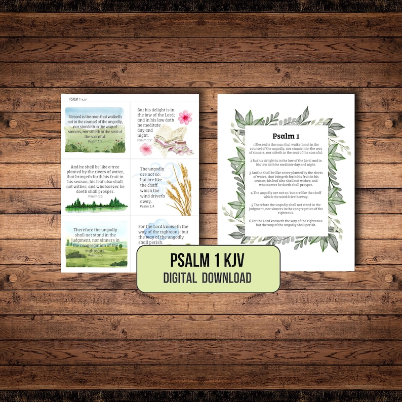Printable Psalm 1 KJV Scripture Cards & Full Text, Psalm 1 Bible Verse ...