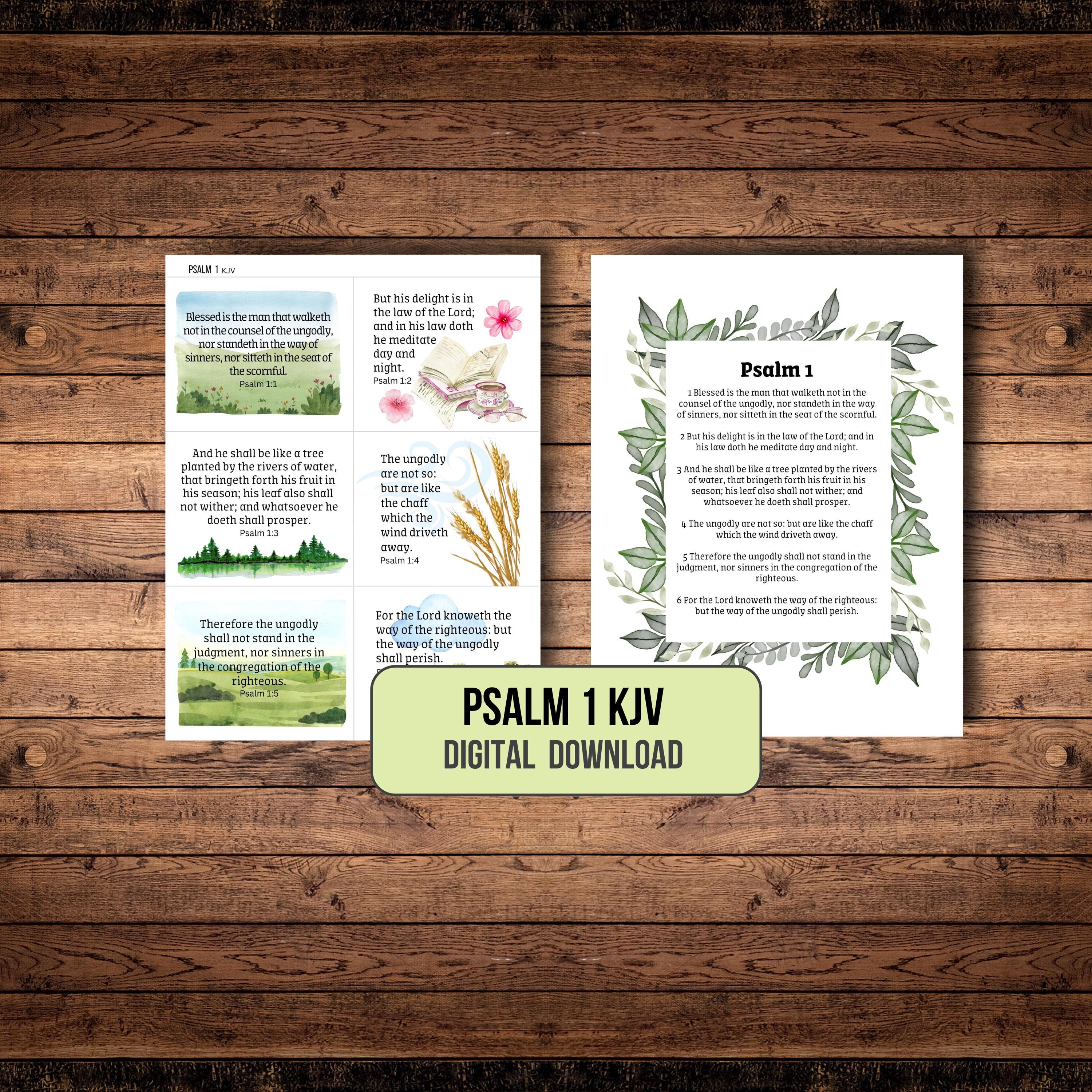 Printable Psalm 1 KJV Scripture Cards & Full Text, Psalm 1 Bible Verse ...