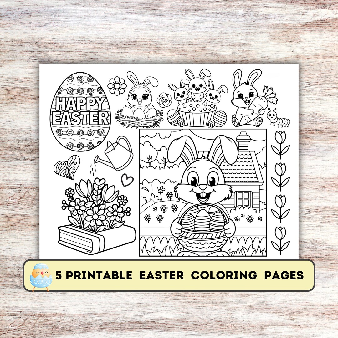 5 Printable Easter Coloring Pages, Kid’s Easter Coloring, Easter ...