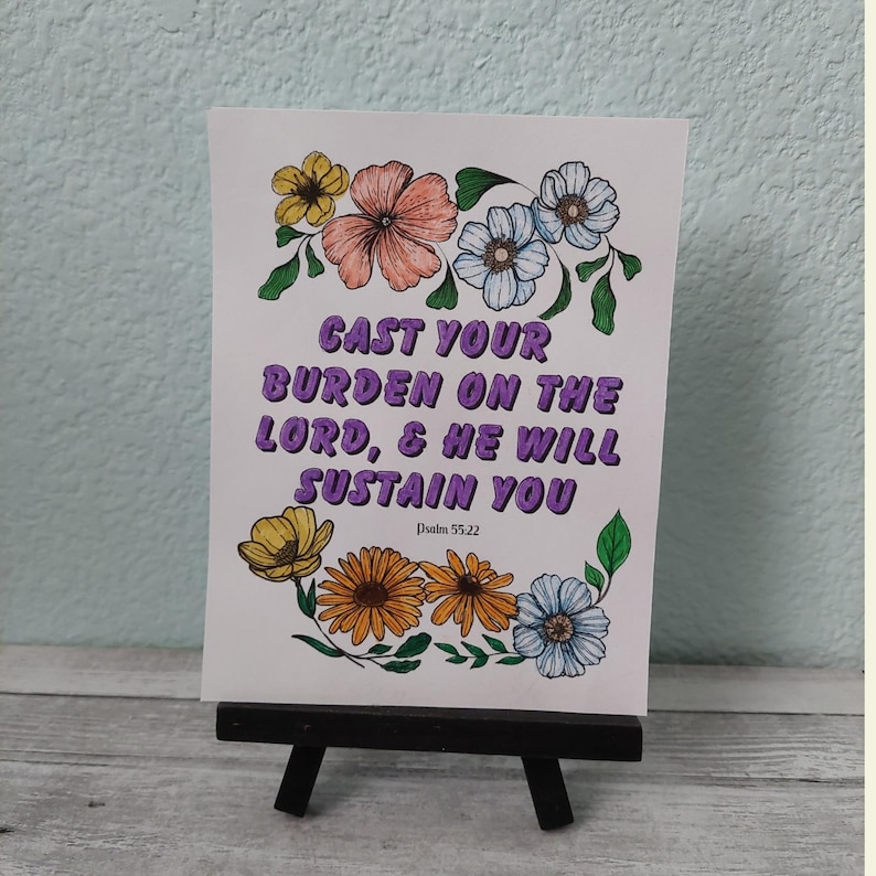 Printable Psalms Scripture Coloring Cards, 12 Christian Floral Coloring ...