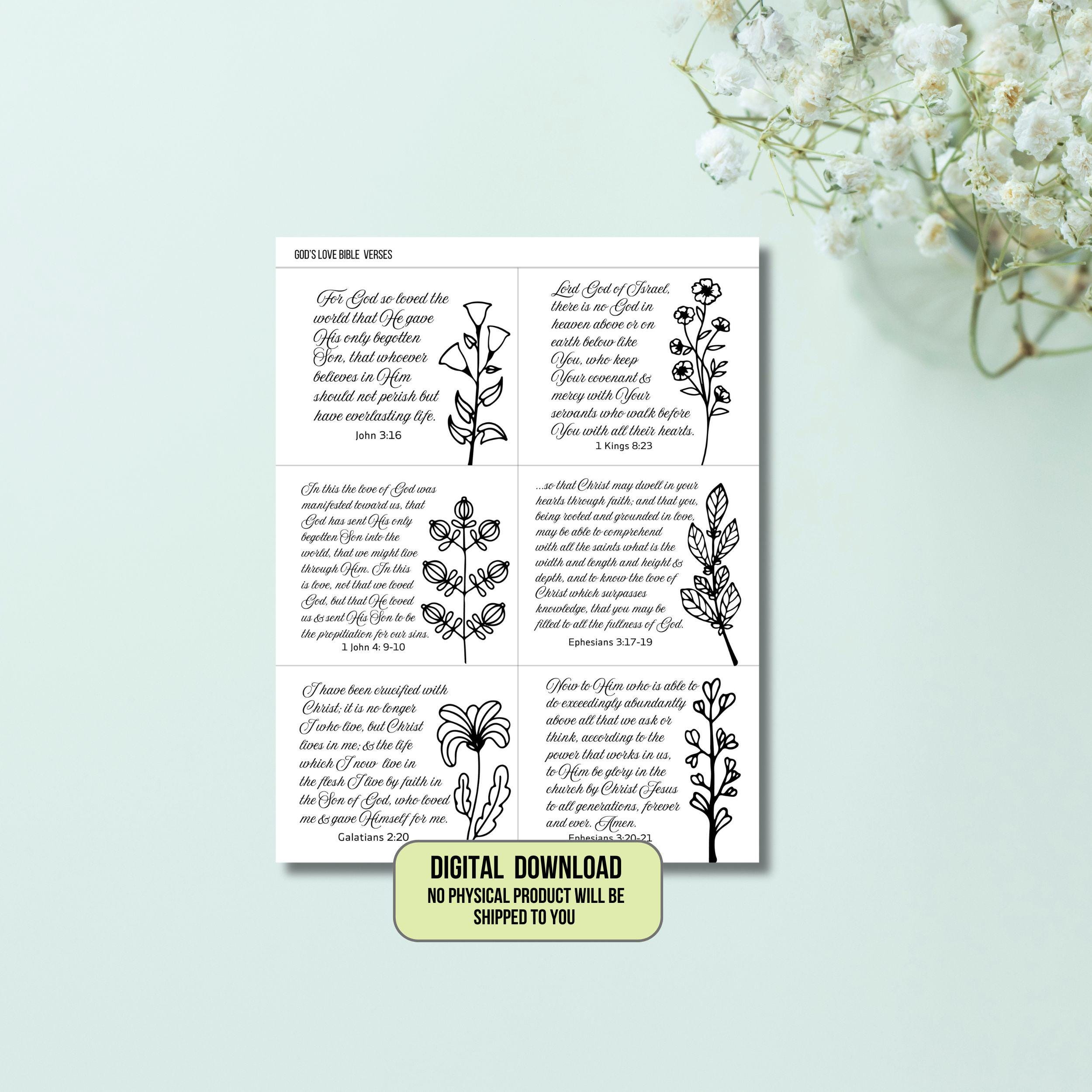 Printable Floral Scripture Cards: Bible Verse Coloring (PDF) - Etsy